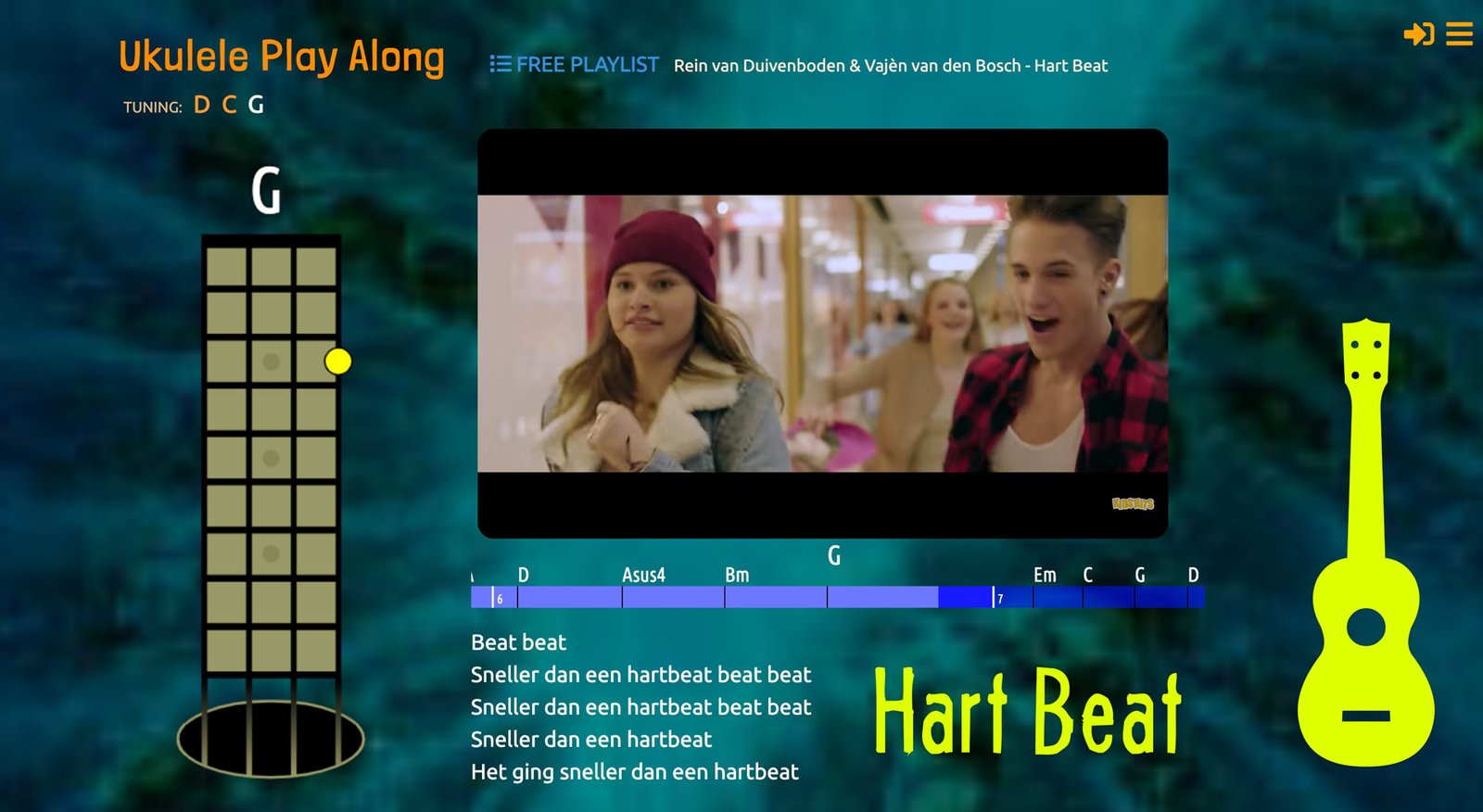 Ukulele Play Along-Nederlands-Hart Beat